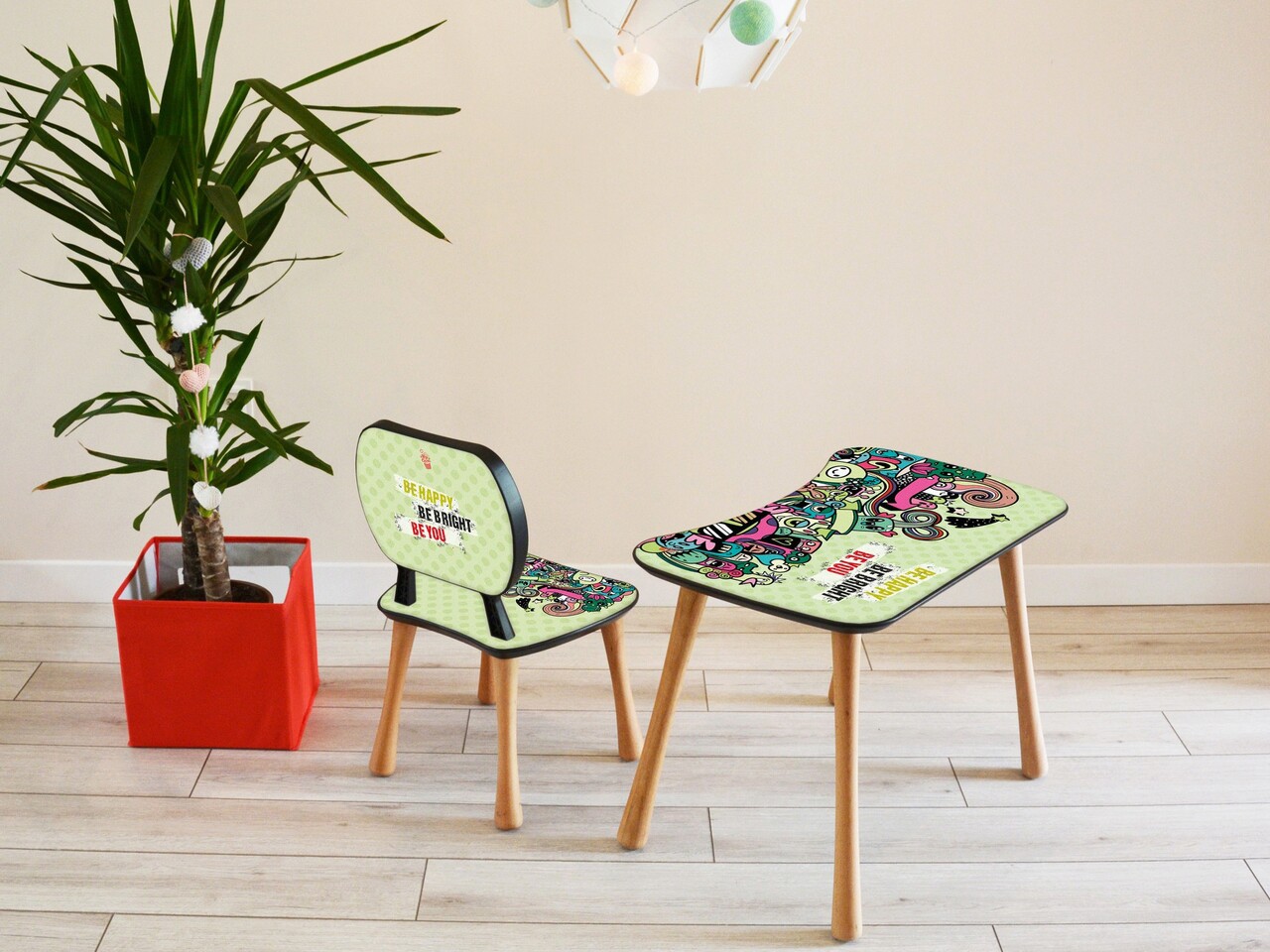 Set masa si scaun pentru copii, Popcorn, PSTE03-CHR-SET, MDF ...