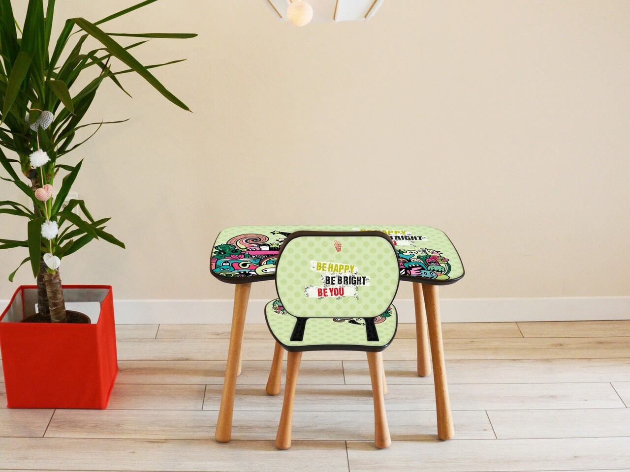 Set masa si scaun pentru copii, Popcorn, PSTE03-CHR-SET, MDF ...