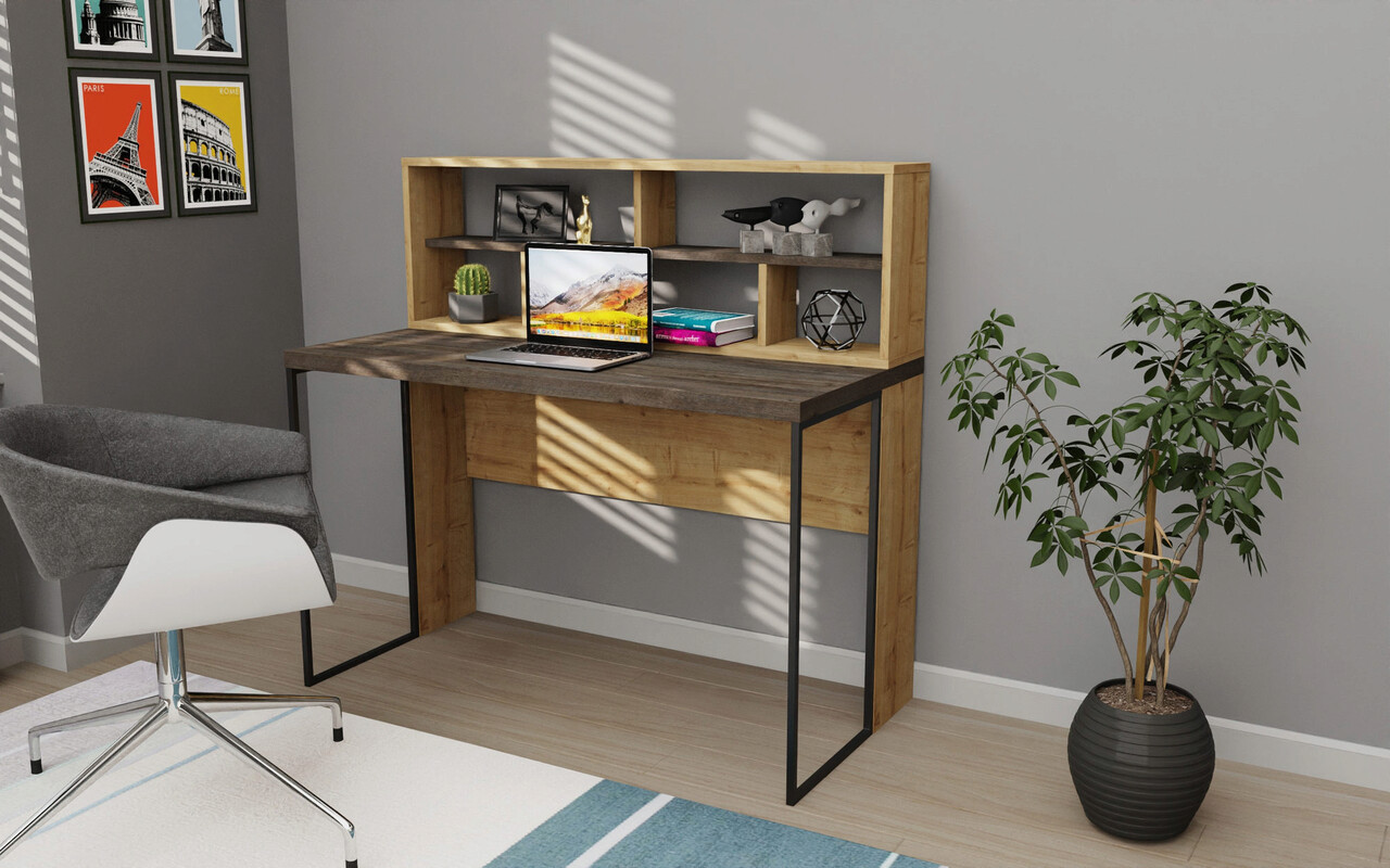 Birou, Retricy, Bronx, 120x59.6x114.2 cm, PAL, Wenge / Stejar - mezoni.ro