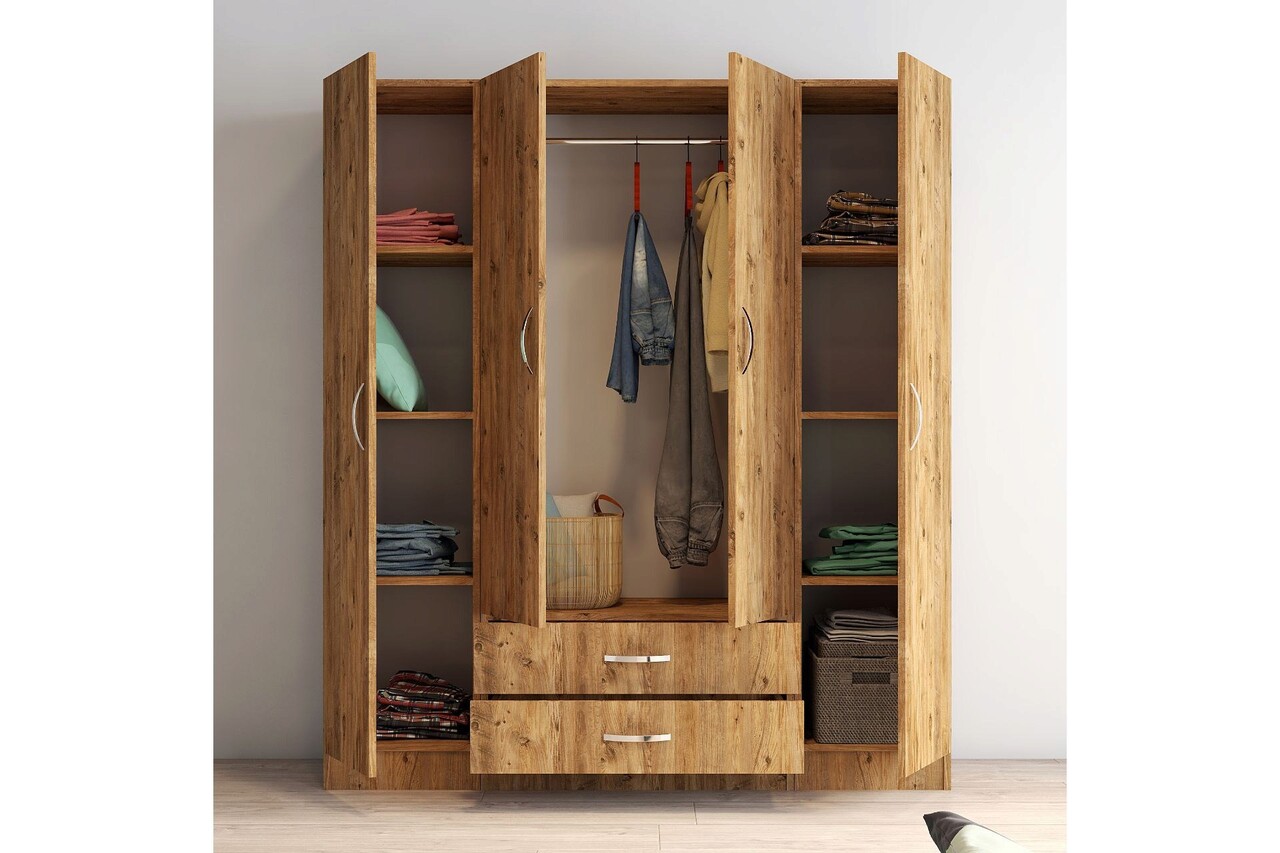 Dulap pentru haine, Tanmob, GRD0602, 160x181.8x46.5 cm, PAL , Maro - Mezoni