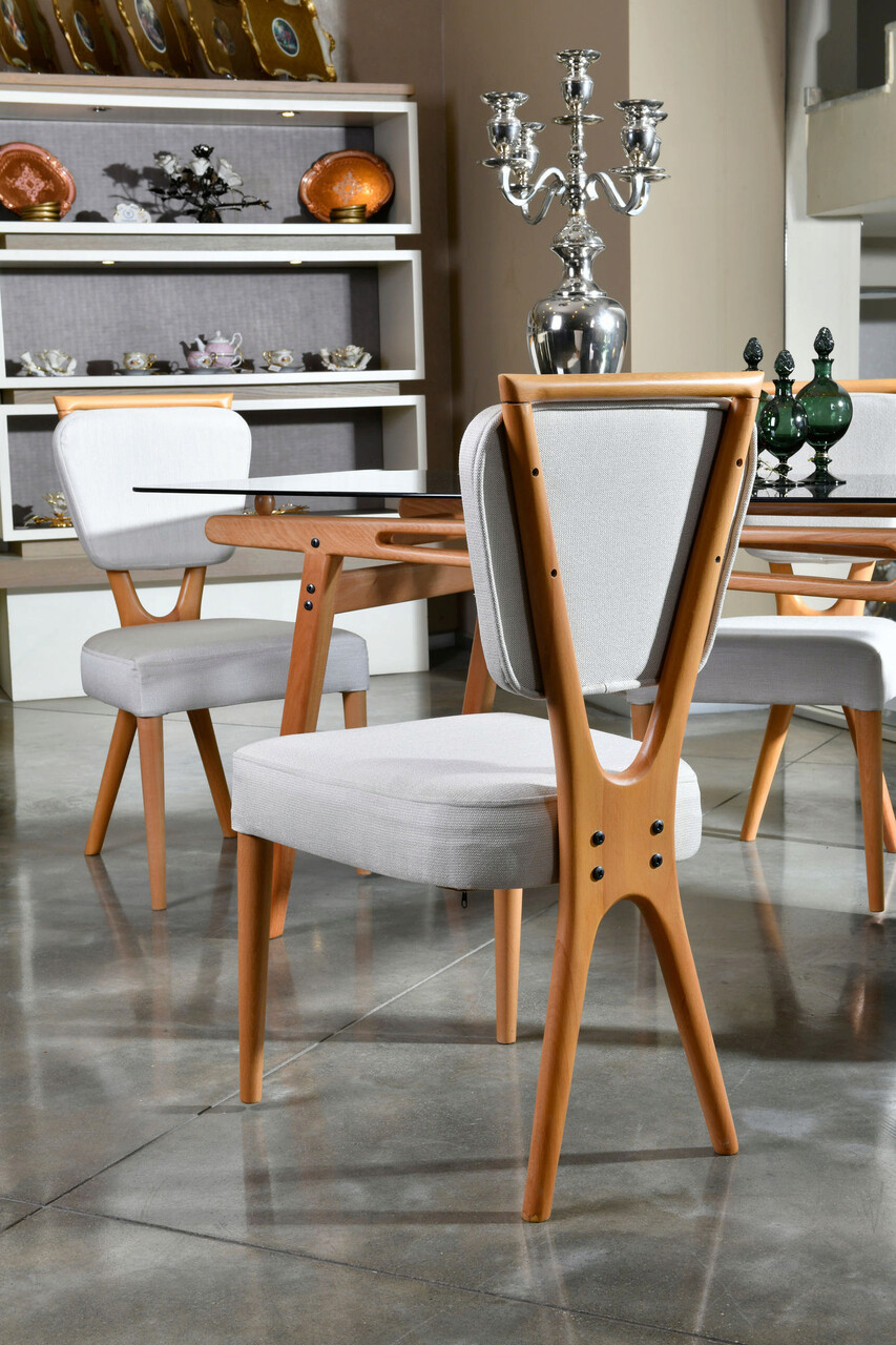 Set masa si scaune 5 piese, Vow Chair, Palace Glass, Lemn de carpen ...