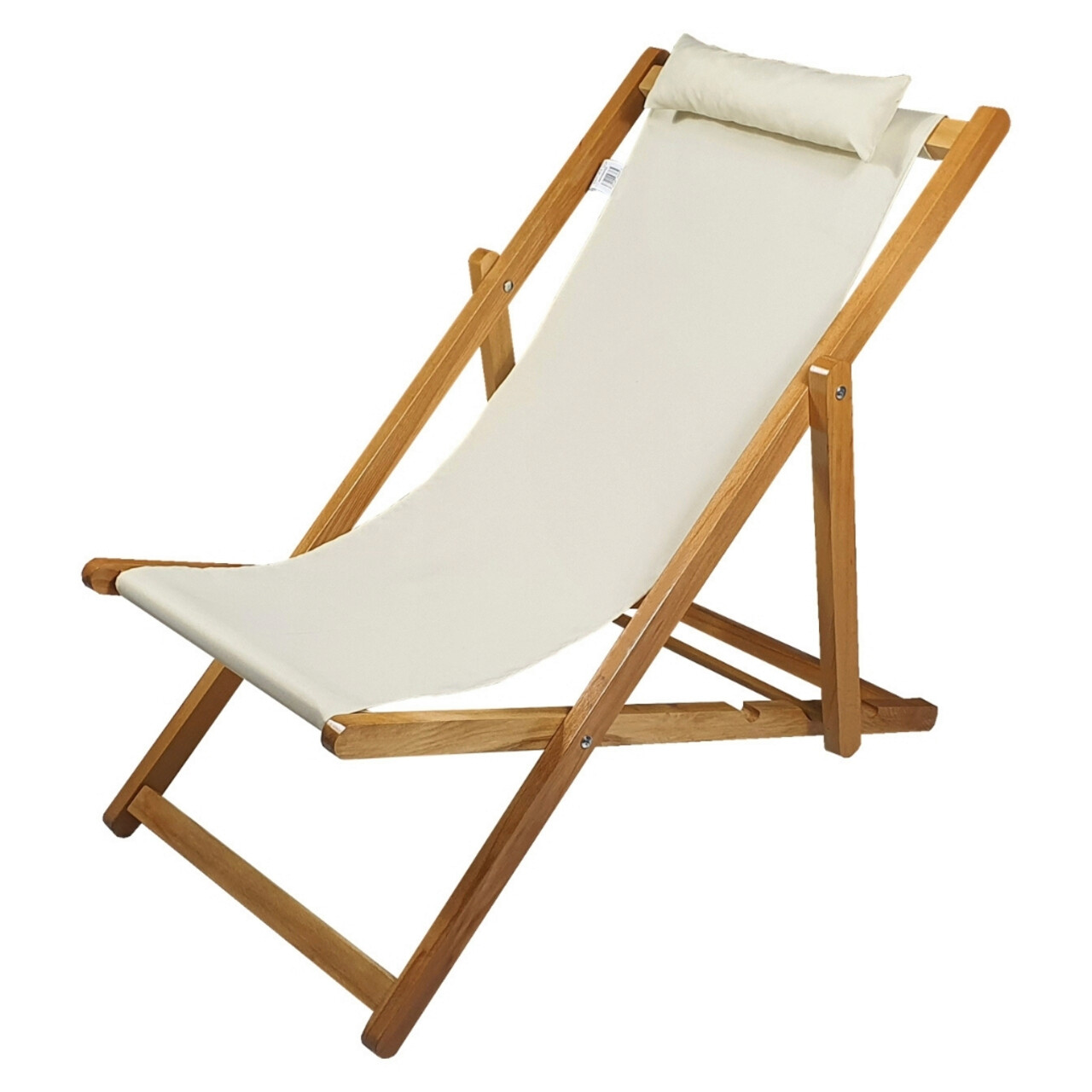 Sezlong, My Interior, 90 x 59 x 80 cm, lemn de carpen, crem - Mezoni