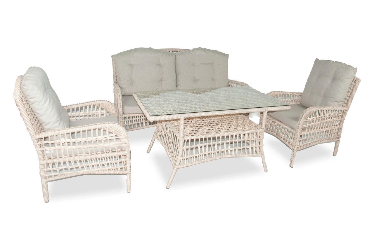 Set gradina/terasa 4 piese, My Interior, Lady, rattan/aluminiu, nisipiu ...