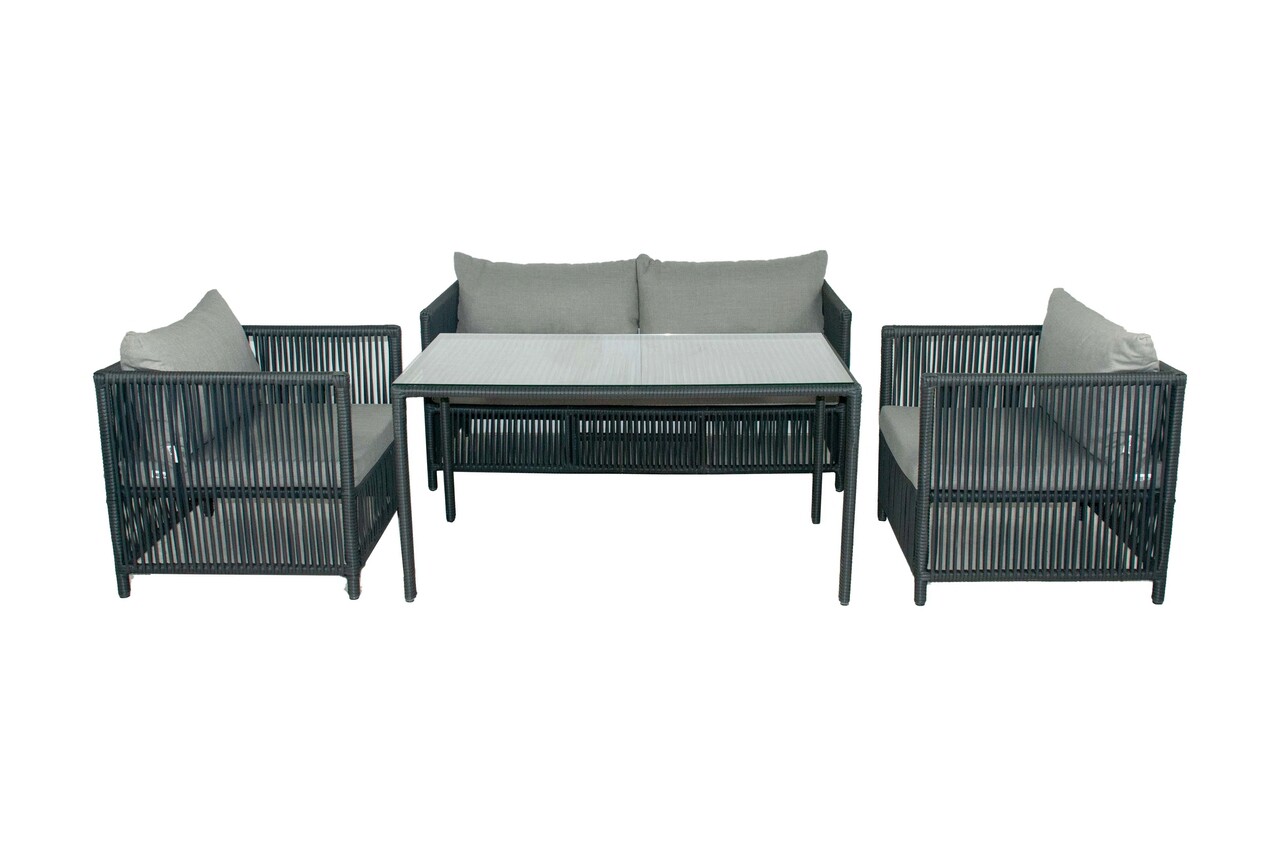Set gradina/terasa 4 piese, My Interior, Mana, rattan/aluminiu, gri ...