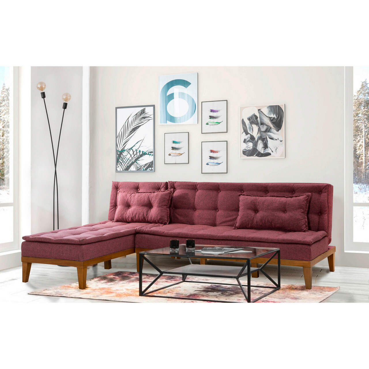 Coltar, Unique Design, 867UNQ1464, Lemn de carpen, Rosu claret - mezoni.ro