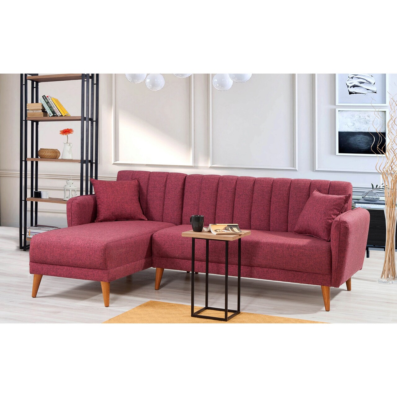 Coltar, Unique Design, 867UNQ1435, Lemn de carpen / Metal, Rosu claret ...