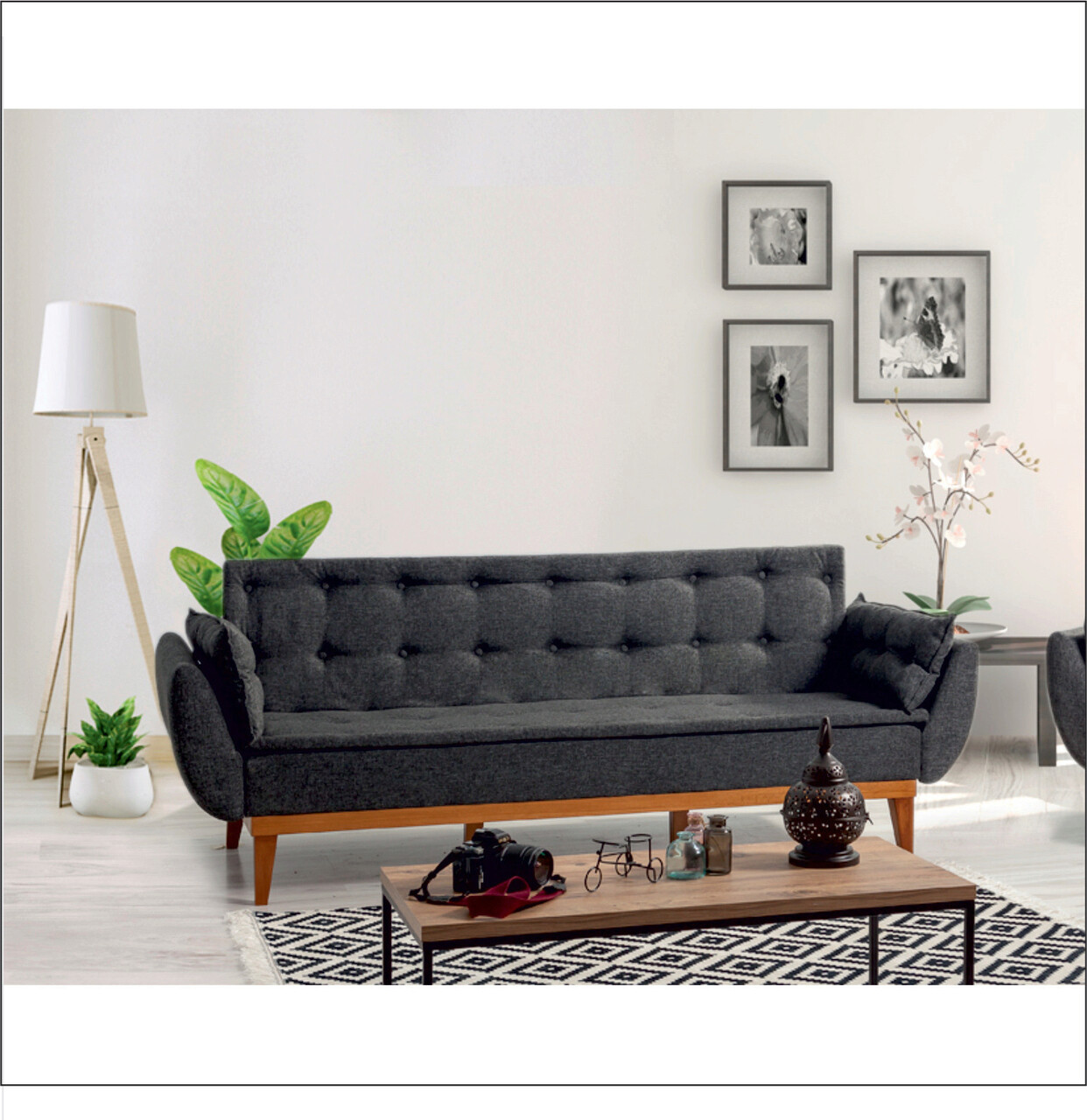 Set canapea extensibilă, Unique Design, 867UNQ1593, Lemn de carpen ...