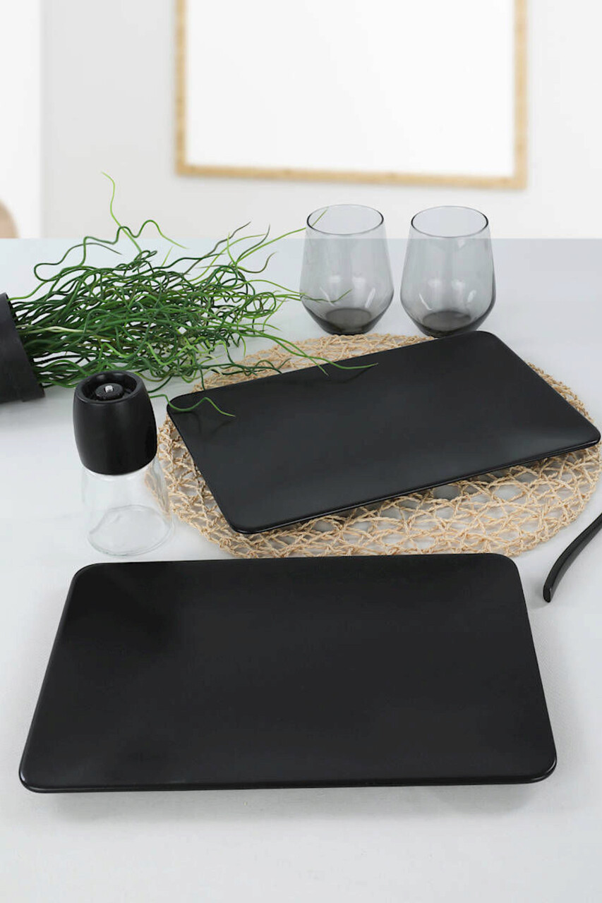 Set platouri servire, Keramika, 275KRM1628, Ceramica, Negru - Mezoni