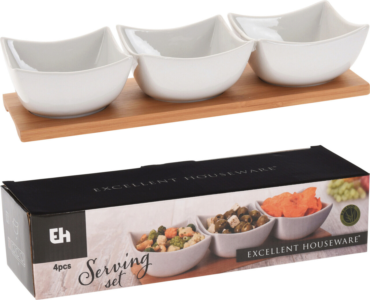 Set pentru aperitive 4 piese Eti, Excellent Houseware, 30x10x6 cm, 185 ...