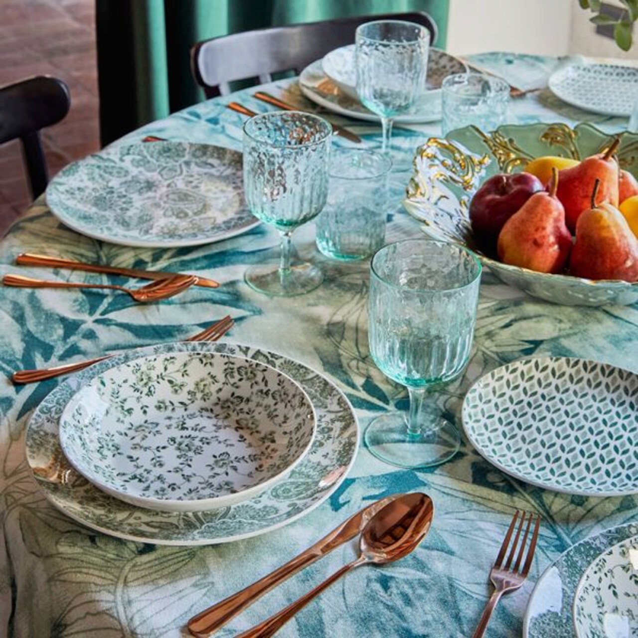 Serviciu de masa 18 piese Moon Floris, Andrea Fontebasso, portelan ...