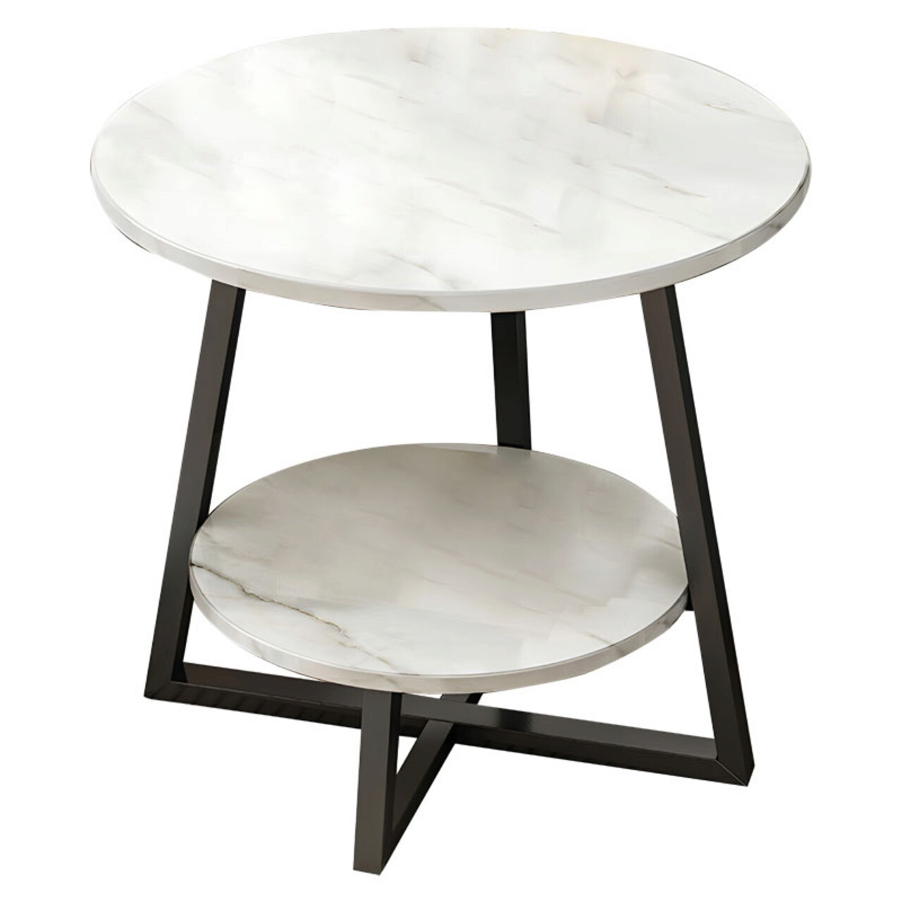 Masuta de cafea Rota, Pakoworld, 60x60x60 cm, MDF/fier, alb marmorat ...