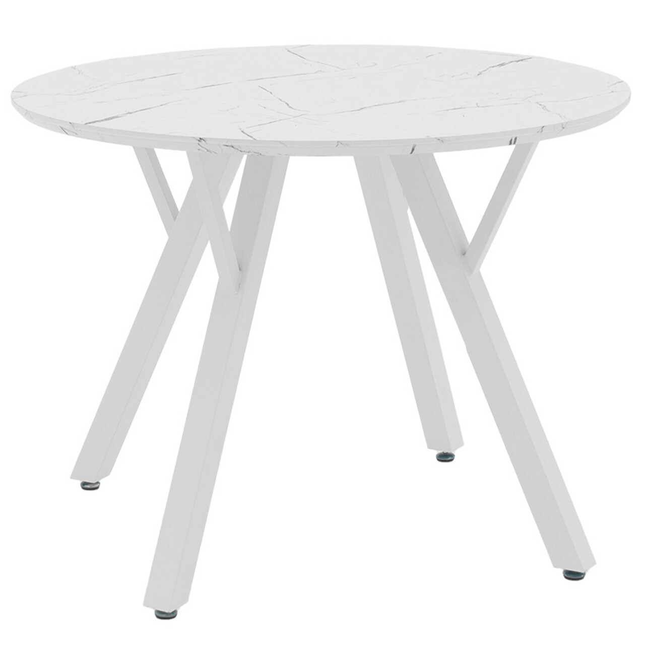 Masa Annie, Pakoworld, 100x100x76 cm, MDF/metal, alb marmorat - Mezoni