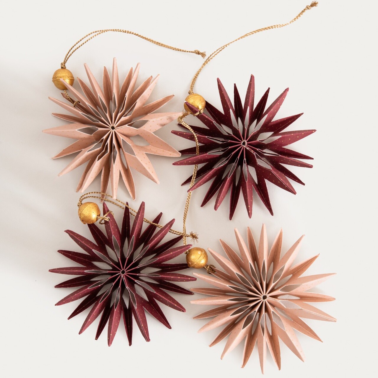 Set 4 globuri Galla, Homla, 10 cm, hartie, roz/mov - Mezoni