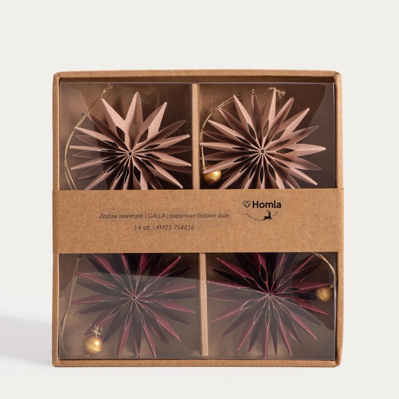 Set 4 globuri Galla, Homla, 10 cm, hartie, roz/mov - Mezoni