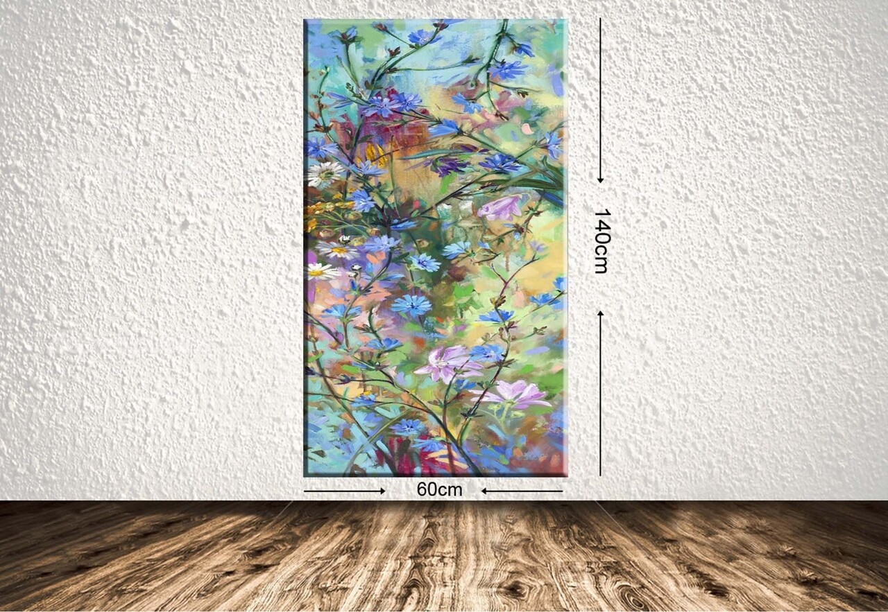 Tablou decorativ Field Flowers, Tablo center, 60x140 cm, canvas ...