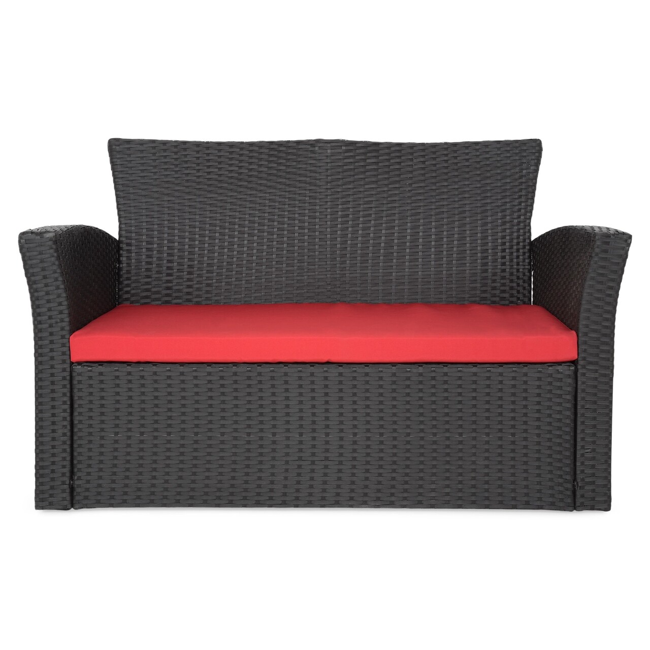 Set mobilier pentru exterior, 4 piese, Lima, negru/rosu - mezoni.ro