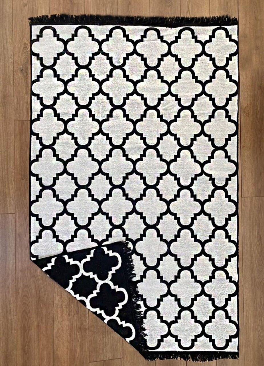 Covor Cotton Rug 06, Nirvana, 60x120 cm, bumbac, negru/alb - Mezoni