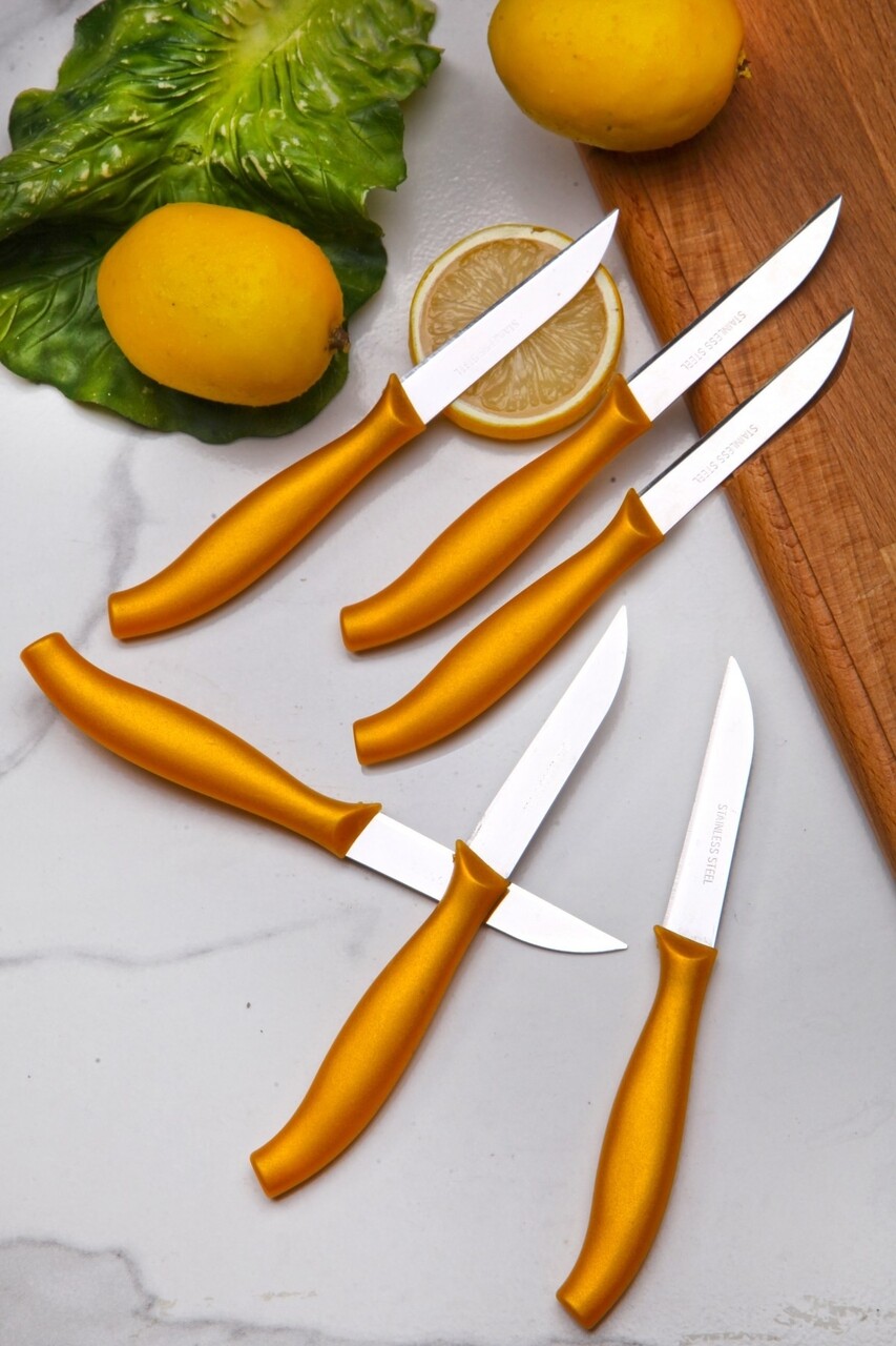 Set 6 cutite Venus, Kosova, 16 cm, inox, auriu - mezoni.ro