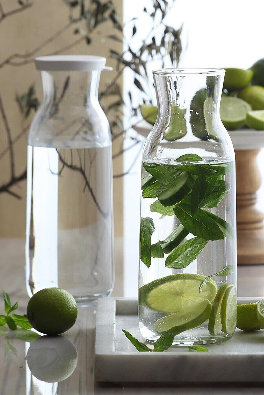 Carafa de apa LV-FON886, Lav, 6.8x6.8x25 cm, 1200 ml, sticla - Mezoni