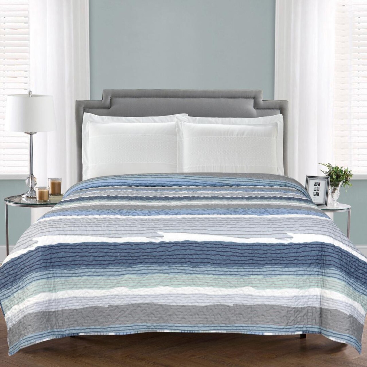 Cuvertura matlasata King size Stripes, Heinner, 200x220 cm, microfibra ...