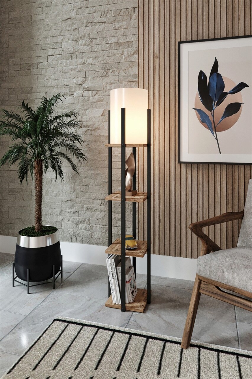 Lampadar cu rafturi, Gauge Concept, Nora Pine, 25 x 25 x 135 cm, mdf ...