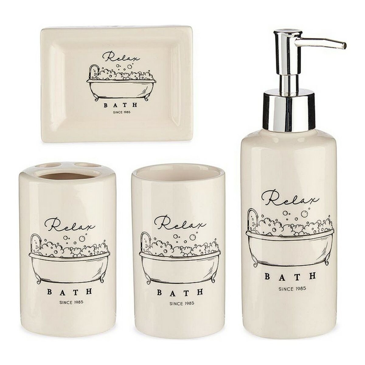 Set de baie 4 piese Relax Bath, Berilo, ceramica - Mezoni