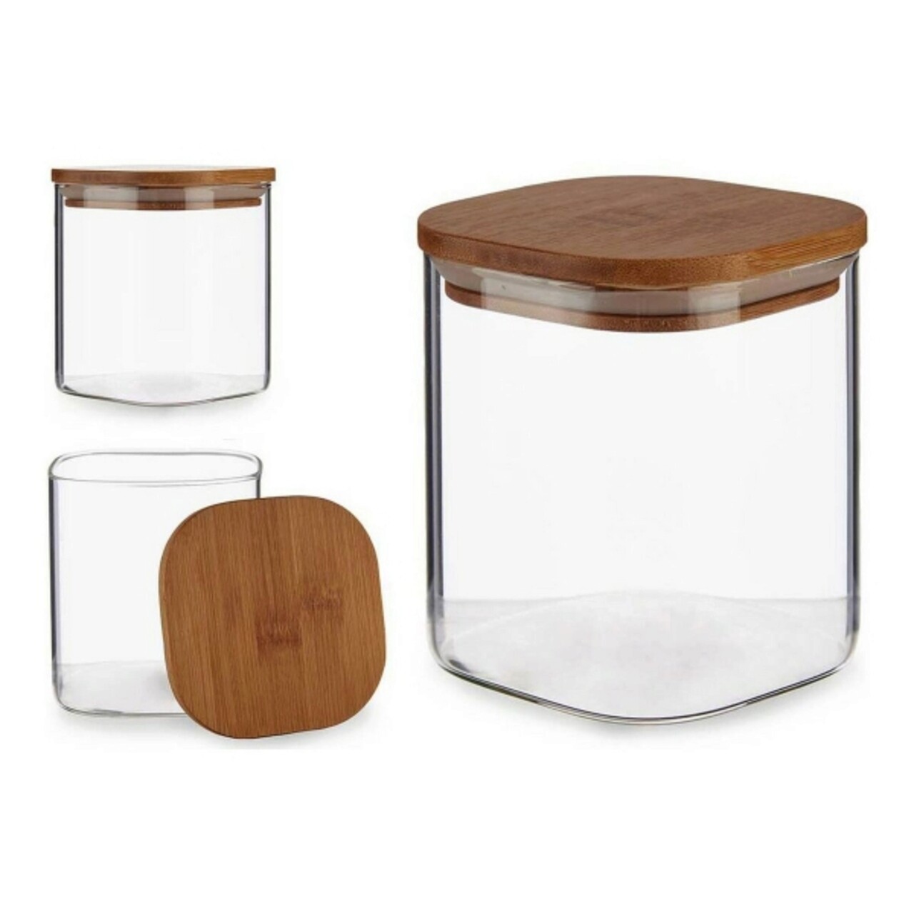 Recipient cu capac, Vivalto, 880 ml, sticla borosilicata/bambus - Mezoni