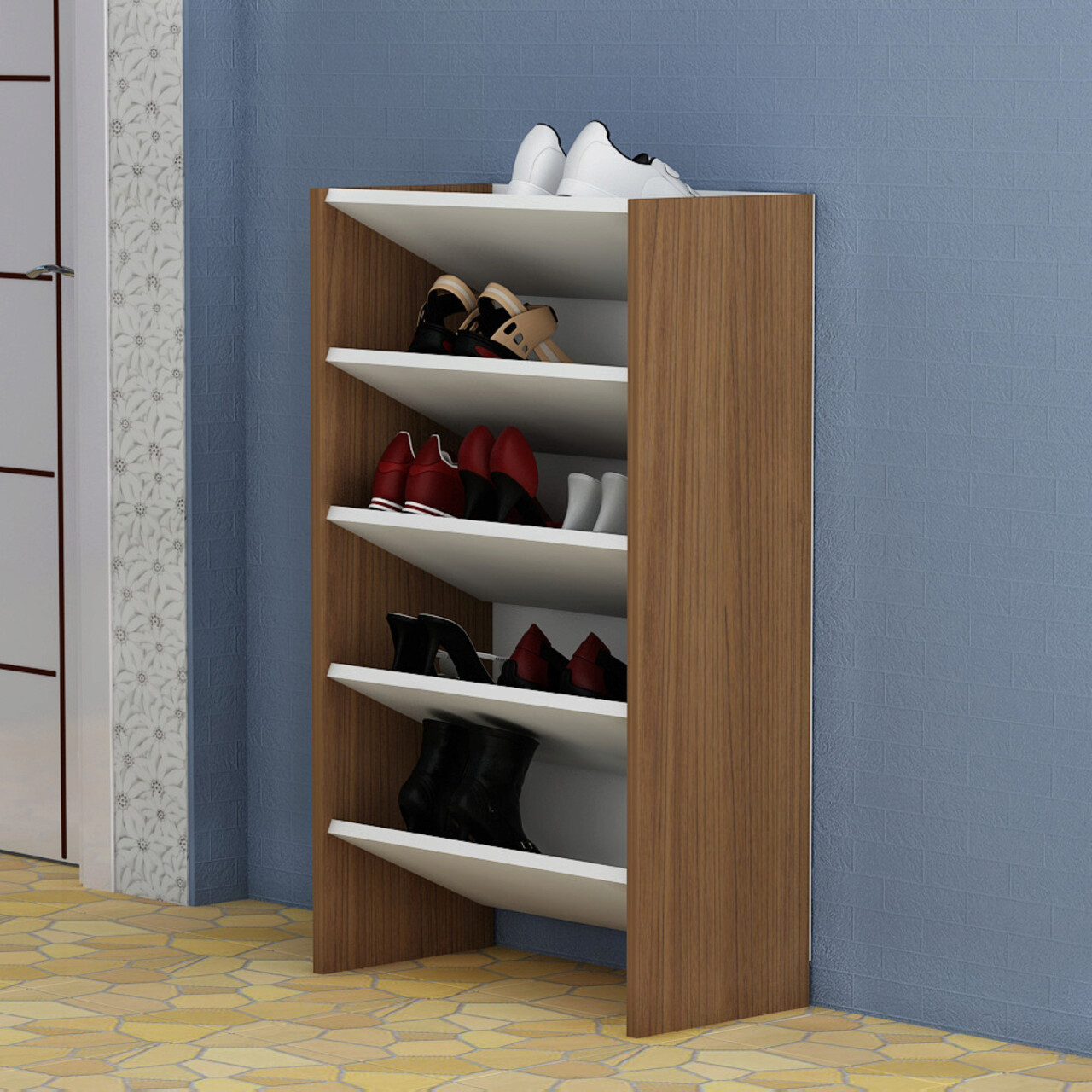 Pantofar, Arnetti, Nil 4 Bölmeli, 60x100x29.8 cm, PAL, Alb/Maro - Mezoni