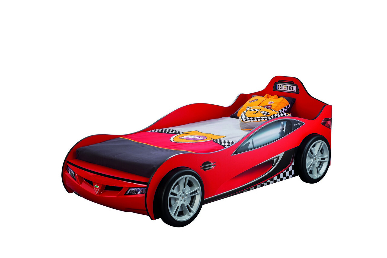 Pat pentru copii Car, Çilek, Race Cup Carbed-Red (90X190), 109x80x208 ...