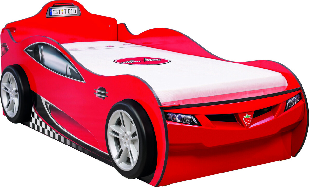 Pat pentru copii Car, Çilek, Coupe Carbed (With Friend Bed) (Red ...