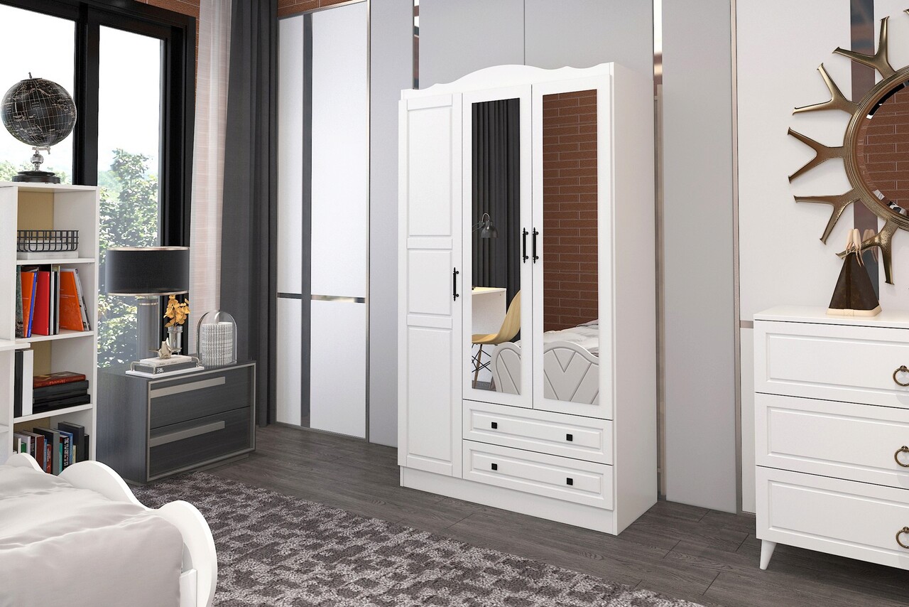 Dulap pentru haine, Glenevis, Bahar 603, 105x186x50 cm, Alb - Mezoni