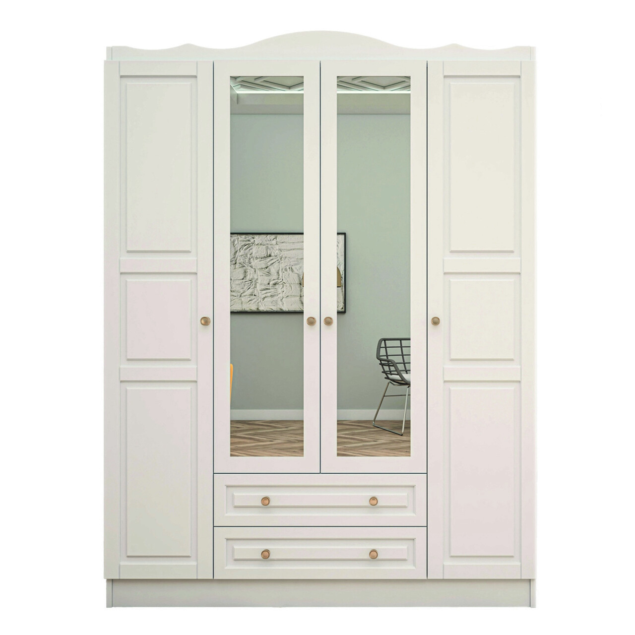 Dulap pentru haine, Glenevis, Tango 604, 140x186x50 cm, Alb - Mezoni