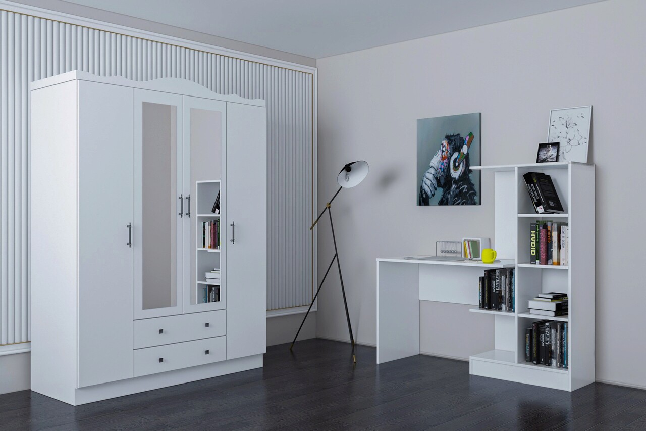 Set dormitor pentru copii, Glenevis, Lavinia 507, Alb - Mezoni