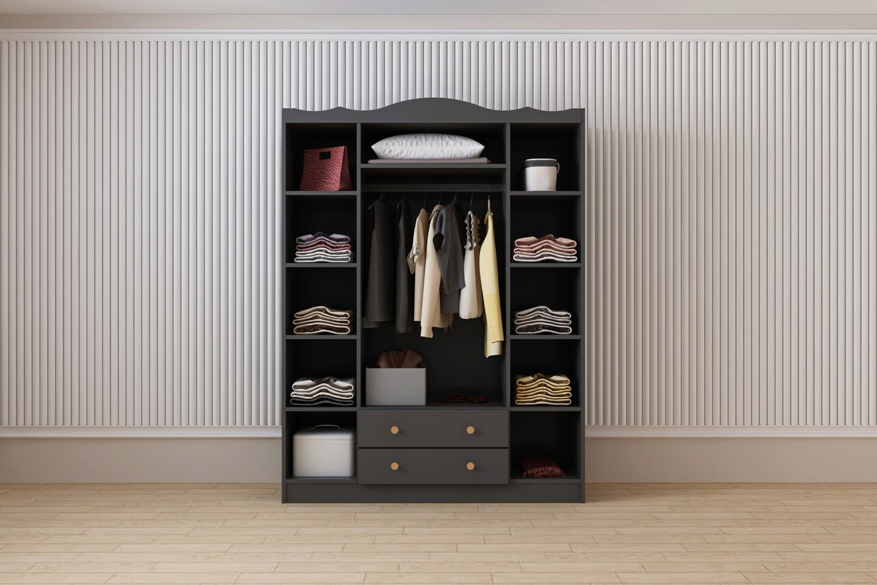 Set dormitor pentru copii, Glenevis, Lavinia 004, Antracit - Mezoni