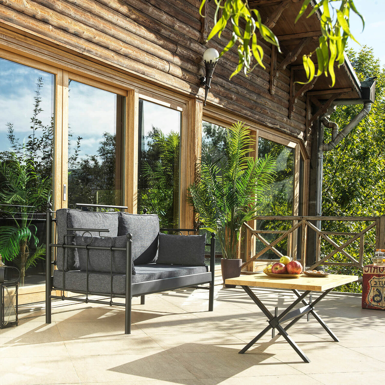 Canapea de gradina cu 2 locuri, Heaven, Hatkus, Negru / Antracit ...