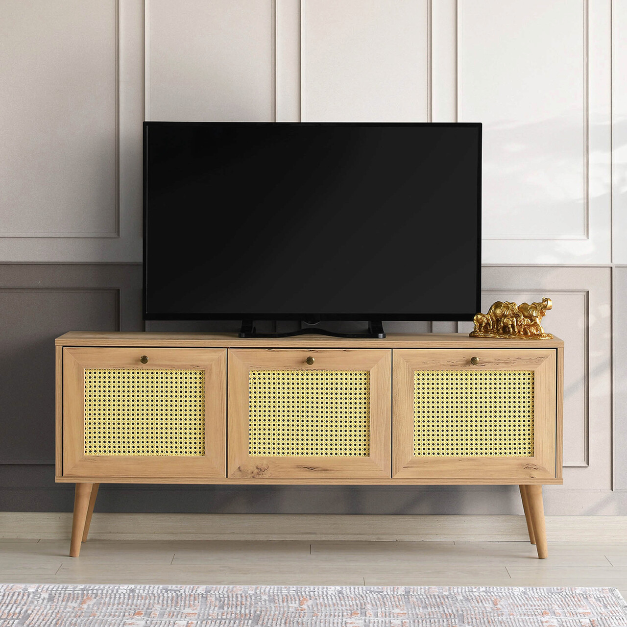 Comoda TV, Kalune Design, Likya 140, 140x60x40 cm, Stejar - Mezoni